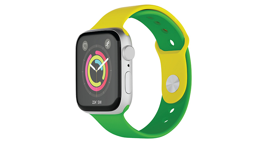 Porodo Lifestyle Silicone Brazil Flag Watch Strap - Yellow/Green