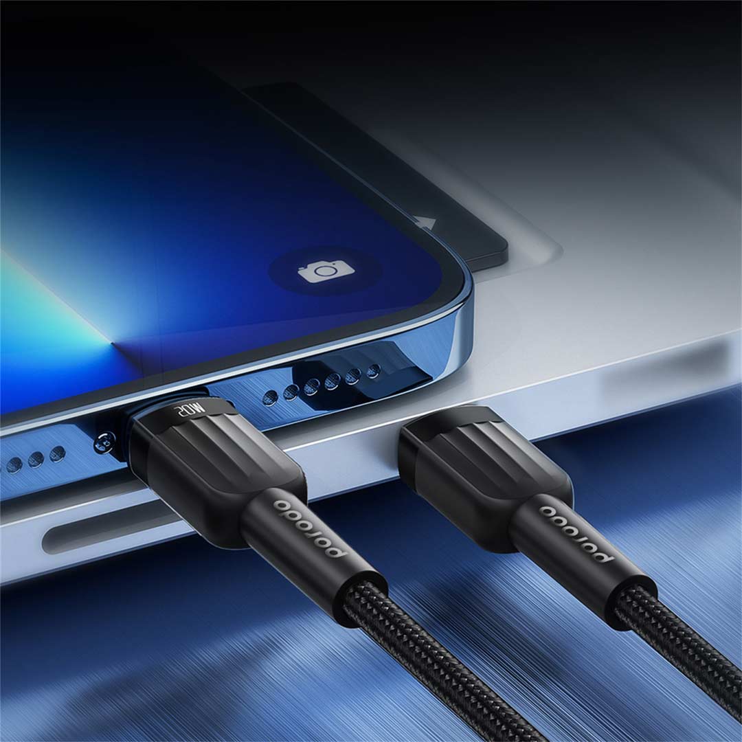 Porodo Braided 20W PD C to Lightning Fast Charging Cable 1M