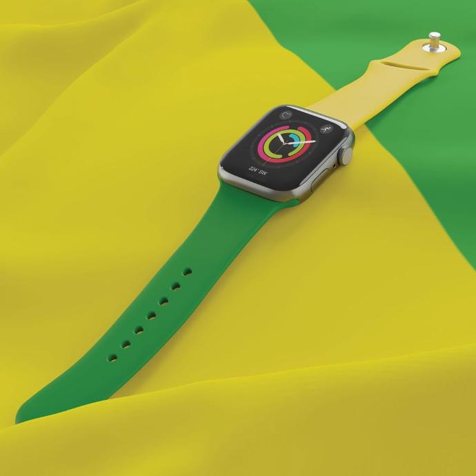 Porodo Lifestyle Silicone Brazil Flag Watch Strap - Yellow/Green