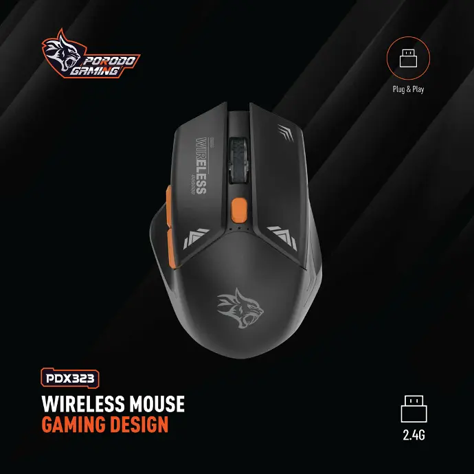 Porodo Gaming Wireless Mouse Gaming Design DPI 1600