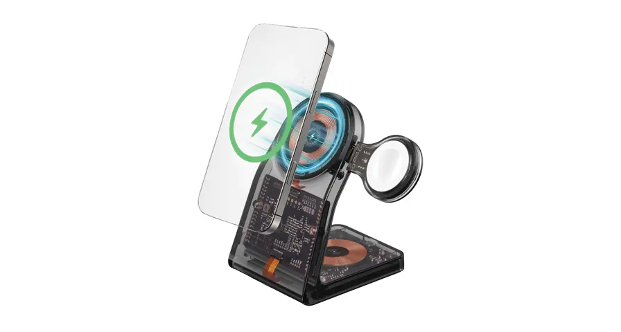 Porodo Transparent Shell Wireless Charging Stand - Black