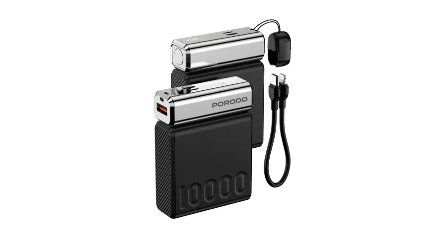 Porodo Chrome Volt 10000mAh Power Bank - Black