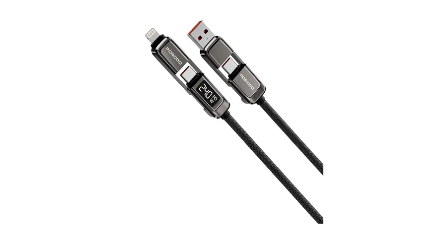 Porodo 4-in-1 High-Speed Charging Cable - Grey