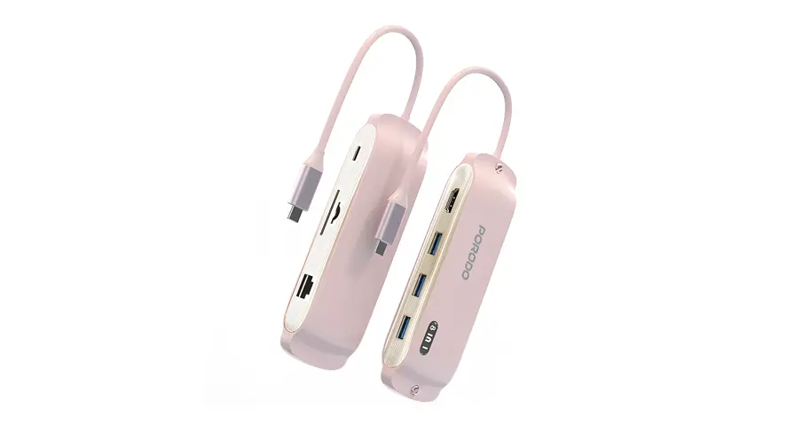 Porodo Malone Multi-Port USB-C Hub - Pink