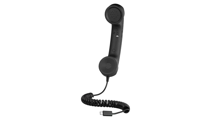 Porodo Classic Retro Phone Handset with Type-C Connector - Black