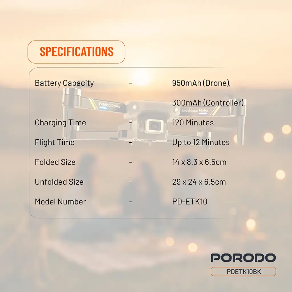 Porodo Aero View Drone - Black
