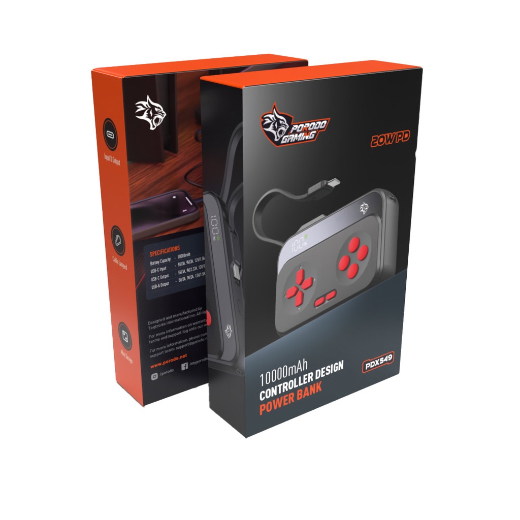 Porodo Gaming 10000mAh Controller Design Power Bank